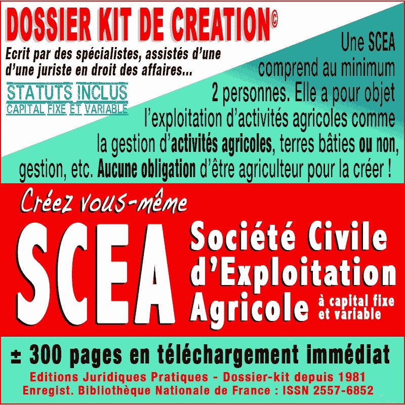 Statuts SCEA société civile d'exploitation agricole